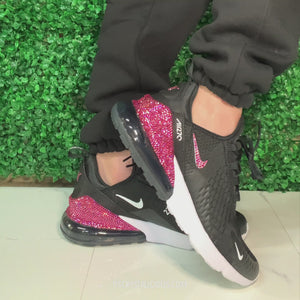 Custom crystal embellished Nike Air Max 270 sneakers Black/White ...