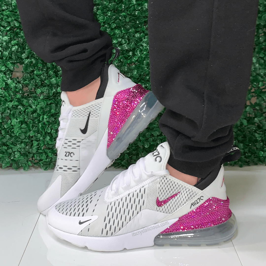 Custom Crystal Nike Air Max 270 sneakers White/Black - Ticks & Heel ...