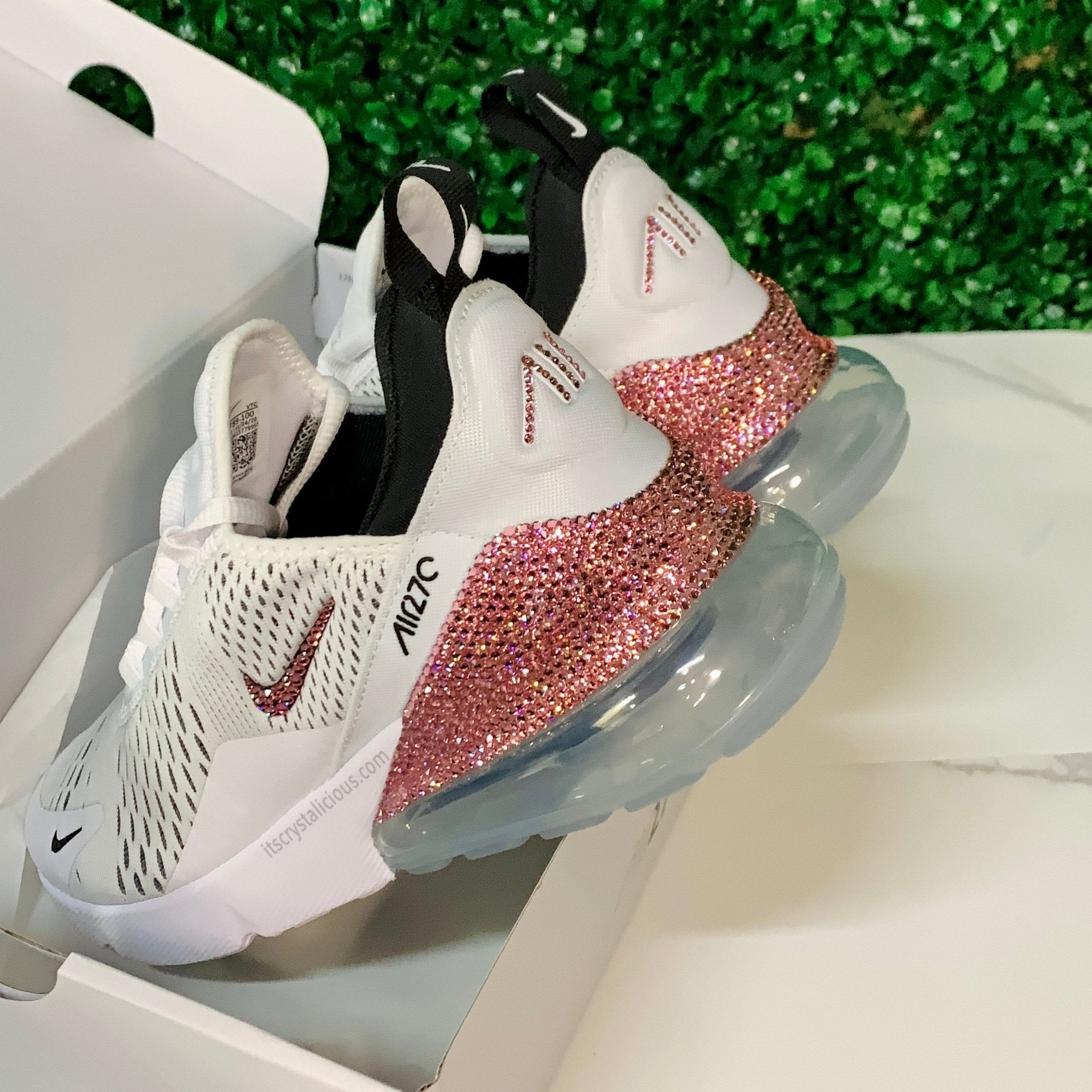 Custom Crystal Nike Air Max 270 sneakers White/Black - Ticks & Heel ...